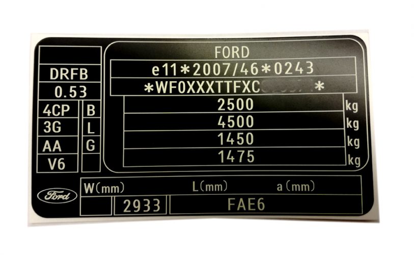 Naklejka znamionowa Ford odtworzenie do każdego modelu